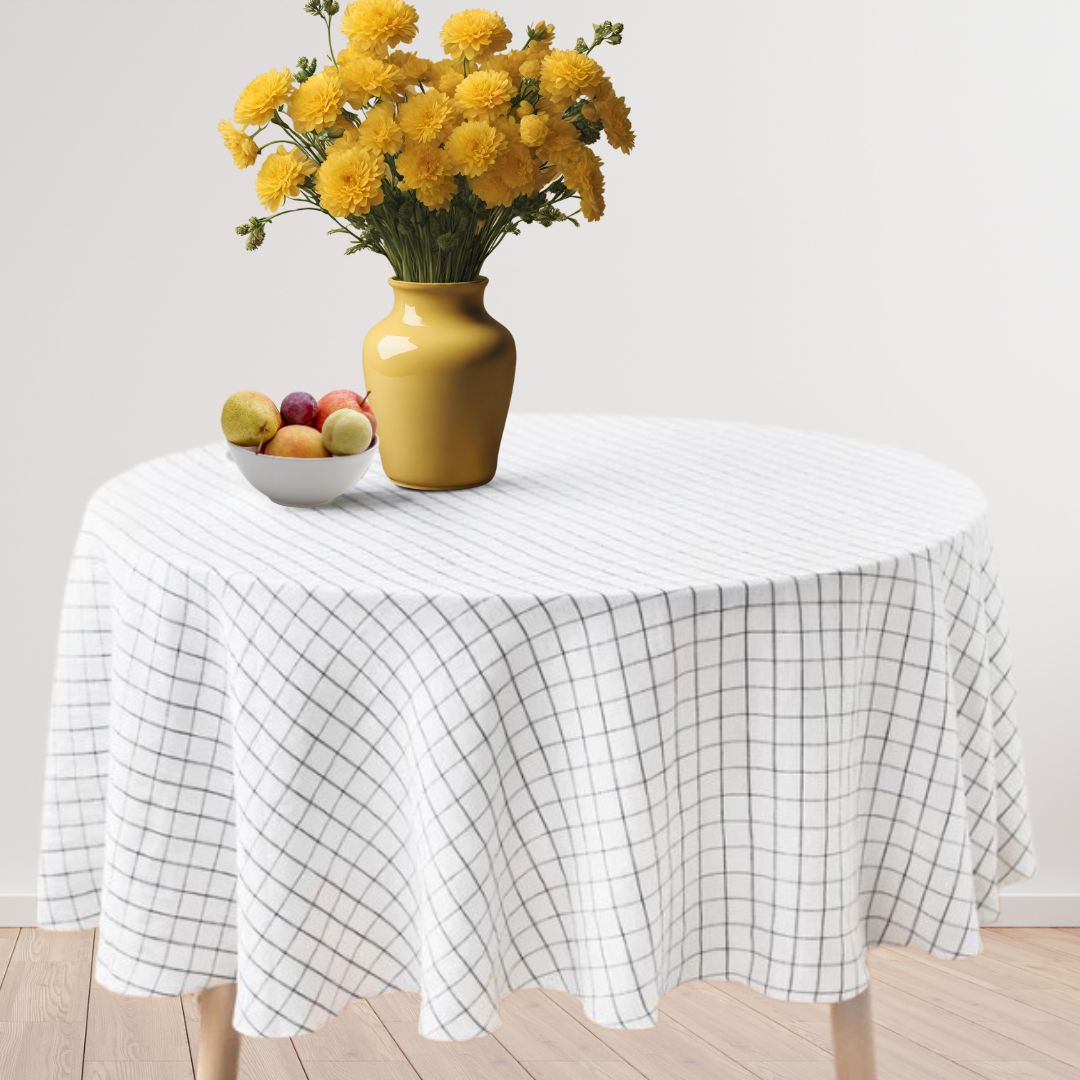Round Linen Tablecloths – Woven Green